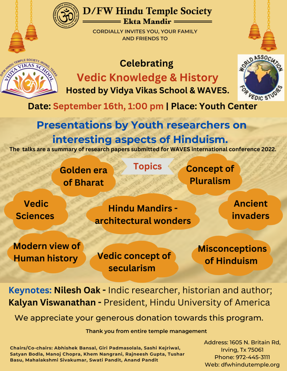 Vedic Knowledge and History Program - DFW Hindu Temple Society