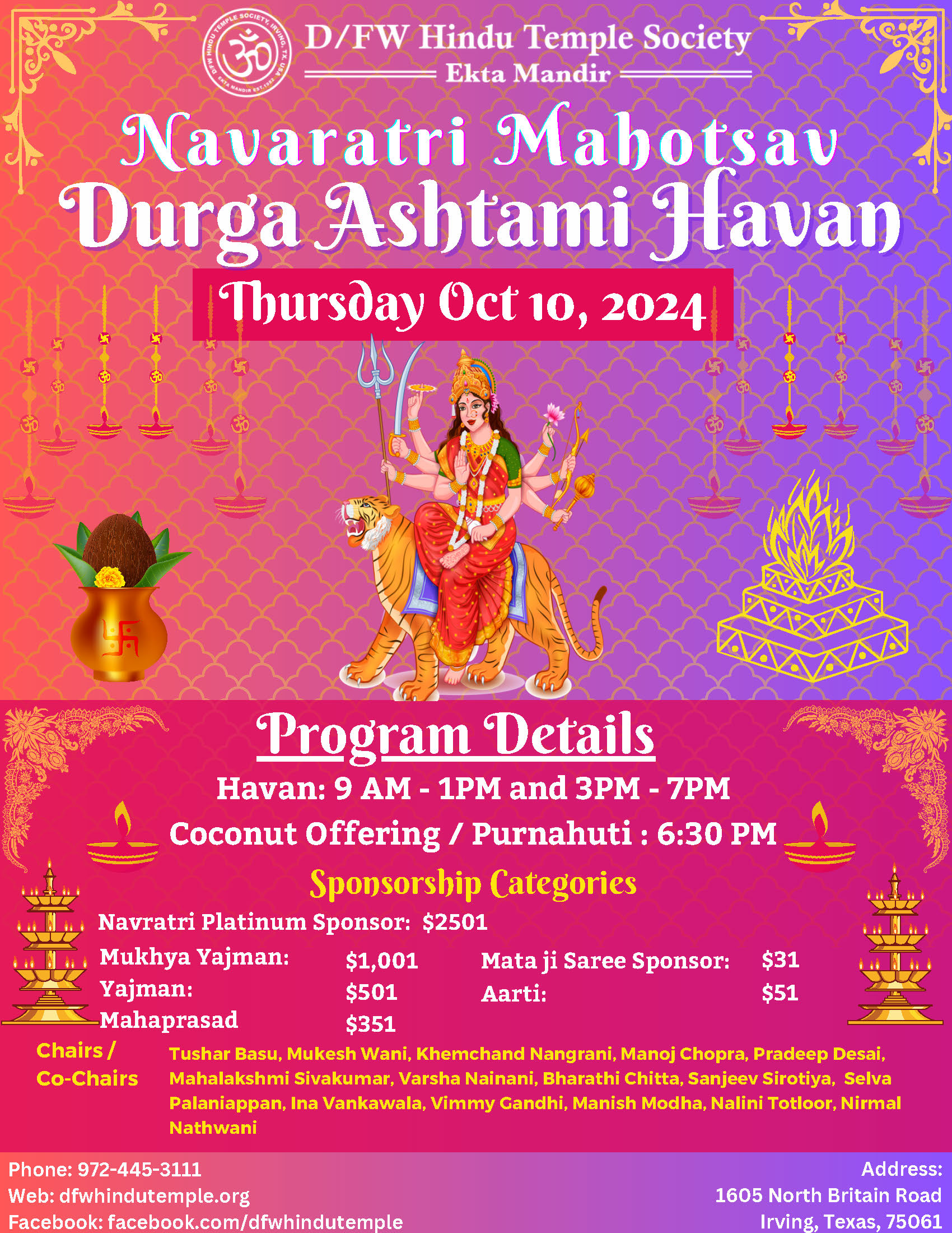 Navratri Ashtami Havan - DFW Hindu Temple Society